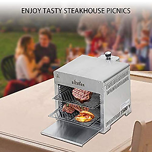 BIG HORN OUTDOORS Portable Infrared Broiler Propane Gas Grill, 1500 Degree Stainless Steel Tabletop Quick Cooking Steak Grill for Meat, Seafood, Veggies
