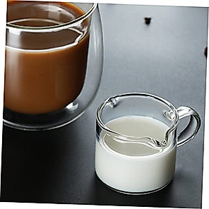 FUNOMOCYA 2pcs Double Mouth Milk Cup Coffee Beaker Mug Clear Pourer Bottle Brush Measuring Cups Espresso Coffee Maker Machine Tea Serving Pitcher Sauce Dish Coffee Machine Espresso Glass
