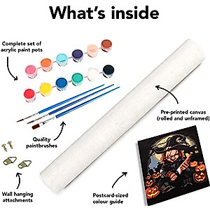 4 Pack Halloween Paint by Numbers for Adults,Terror Acrylic Oil Painting Kits,Horror Paint by Number Kits on Canvas, DIY Oil Paintings Supplies for Kids Beginners Arts and Crafts Home Decor 12" x 16"