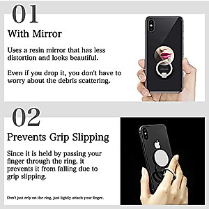 BUNKER RING Mirror, Cell Phone Ring Grip Stand with Mirror, 360°Rotation Metal Ring, Comes with Dedicated Holder, Compatible with Most Smartphones (Blush Gold), BKRMR-HOLS