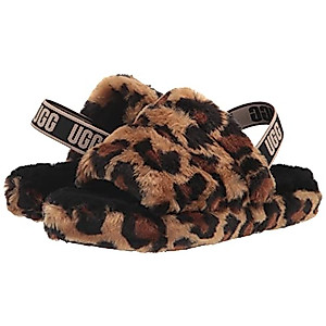 UGG Girls K Fluff Yeah Slide Spotty Slipper, Natural, 5 Big Kid