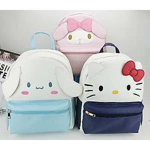 ACCENE Kawaii Backpack Anime Cute Mini Cartoon Bag My Melody Backpack Handbag PU Kuromi Schoolbags(KT Blue)