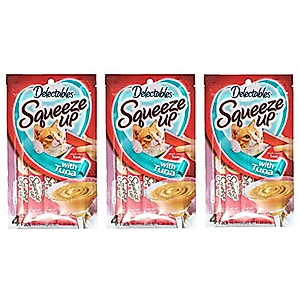 Delectables Squeeze Up Hartz Cat Treats Bundle of 3 Flavor Pouches, 2.0 oz Each (Tuna)