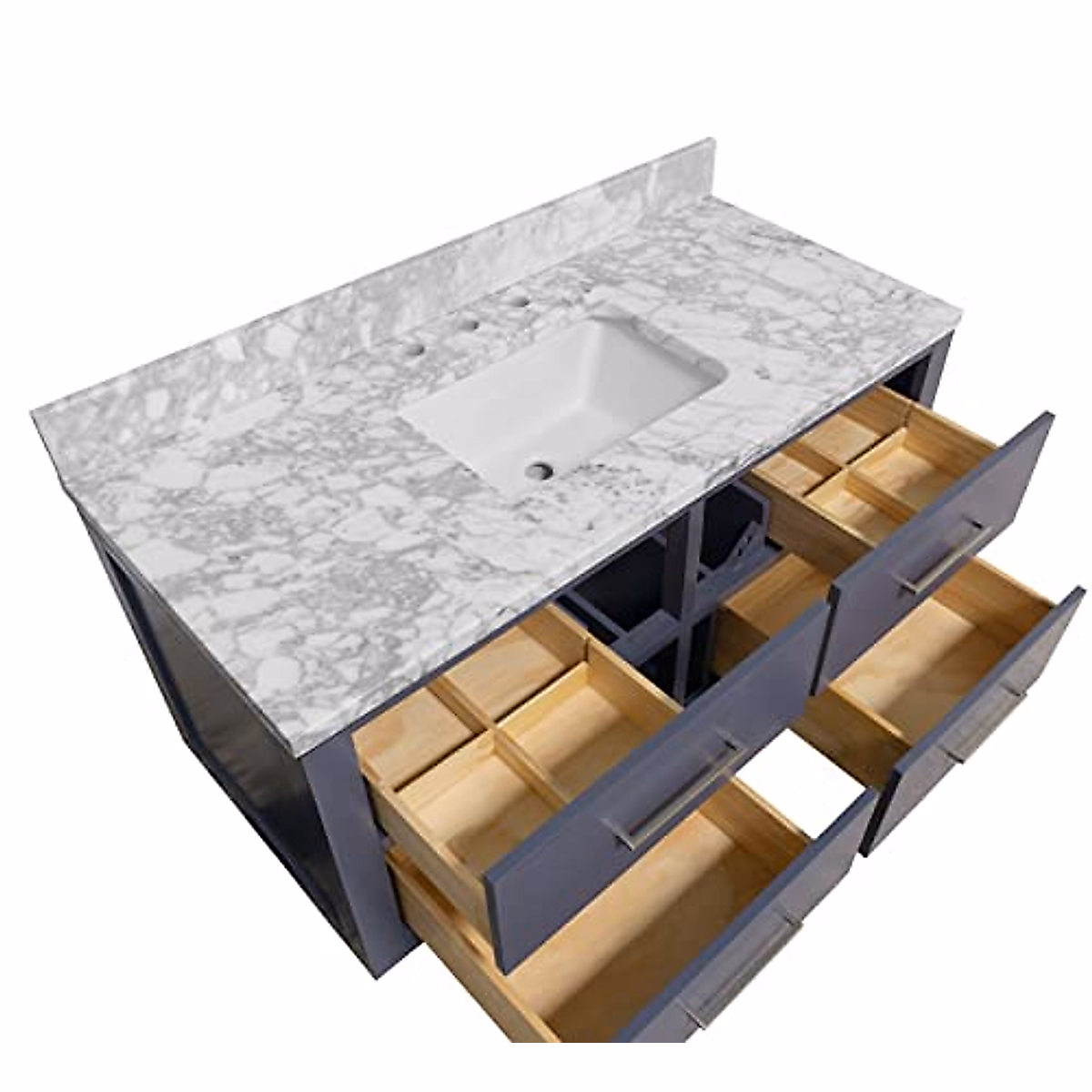 Kitchen Bath Collection Helsinki 48-inch Floating Bathroom Vanity (Carrara/Marine Gray): Includes Marine Gray Cabinet with Carrara Countertop and White Ceramic Sink