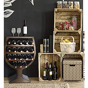 CoTa Global Wine Glass Shaped Wall Mounted Wine Rack - 18 Bottles Freestanding Wooden Wine Holder, Hanging Bottle Rack or Floor Stand, Rustic Wine Storage Shelf Organizer for Wine Bar & Home Décor