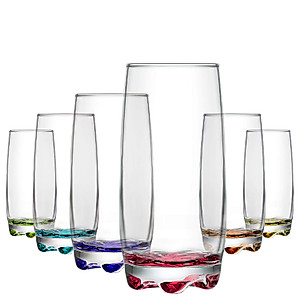 lav Stemless Glass Champagne Flutes Set of 6 - Colored Drinking, Cocktail, Water Glasses 13 oz - Clear Crystal Wine Bar Glasses for Prosecco, Mimosa - Wedding, Bridal, Toasting Glasses Gift