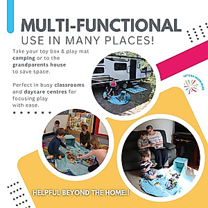 Let's Go Learn More Toy Storage Box with Play Mat for Kids | Toy organizer and storage bin with foldable play mat for building bricks, magnets, blocks, little cars, dolls