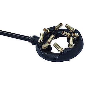 METER STAR 41,000 BTU 10 Jets Homemade Cast Iron Burner Assembly Flame Control System and High Pressure Regulator with Hose for DIY Forge Pizza Oven Turkey Fryer Accessories