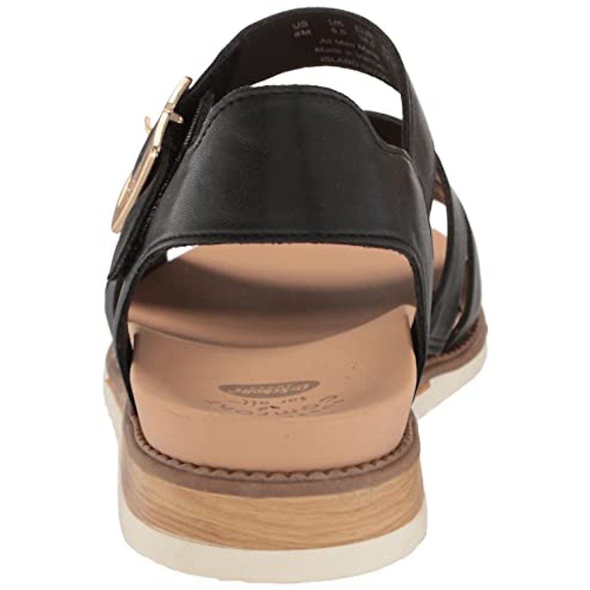 Dr. Scholl's Shoes Women's Island Glow Strappy Flat Sandal,Black Smooth,8.5