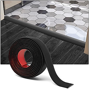 Art3d Self Adhesive Vinyl Transition Strip, Laminate & Tile Strip, Flat Divider for Floor Gaps (4 FT, 1.57in, Black)