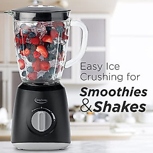Betty Crocker Countertop Blending System 2 Speeds & Pulse, Easy Ice Crushing for Shakes & Smoothies, Dishwasher-Safe 48-Oz Pitcher, Black