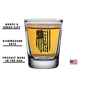 Rogue River Tactical USA Tattered Flag Veteran Shot Glass Gift For Military Untied States Of America Vet
