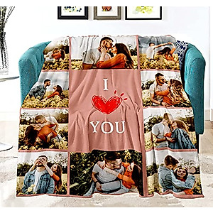 Juantao I Love You Blanket Gifts for Couples Custom Blanket with Photo Picture Personalized Christmas Birthday Anniversary Valentines Day Gifts for Boyfriend Girlfriend Wife Husband Him Her Men Women