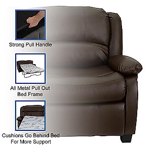 RecPro Charles Collection | 65" RV Hide A Bed Loveseat | Memory Foam Mattress | RV Sleeper Sofa | Pull Out Couch | RV Furniture | RV Loveseat | RV Living Room (Slideout) Furniture | Chestnut