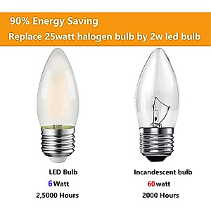 Jacqings E26 Candelabra Light Bulbs Frosted Glass Chandelier Light Bulbs 60watt Equivalent 3000K Warm White B11 Torpedo Tip Dimmable 6W LED Decorative Candle Light Bulbs (8)