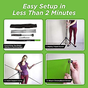 Valera Explorer Green Screen with Stand - Portable Chroma Key Panel, 1000 Free Backgrounds Included, Wrinkle Resistant Green Fabric Backdrop, Tripod & Wall Mount, Carry Case, Portrait & Wide Landscape
