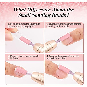 MelodySusie 50 Pcs Nail Drill Bits Small Sanding Bands with 3.1mm Mandrel Bit, 180 Fine Grit Nail File for Acrylic Nails Gel Manicures and Pedicure, Pink