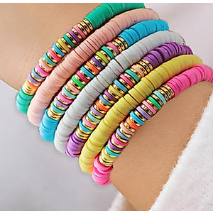 Mandala Crafts Gold Heishi Beads for Jewelry Making - 3000 Gold Polymer Clay Beads for Bracelets Making - Gold Flat Beads Disc Beads 6mm Round Disk Spacer Beads