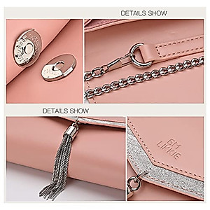 GM LIKKIE Clutch Purse for Women, Envelope Evening Clutch Handbag, Crossbody Foldover PU Leather Shoulder Bag (Pink)