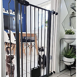 Bettacare Gate with Lockable Cat Flap Matt Black 75cm - 84cm