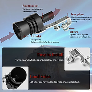 Car Turbo Whistle, Exhaust Whistle Turbine Sound Exhaust Pipe Whistle, Universal Aluminum Turbo Sound Exhaust Muffler Pipe Whistle Car Blow off valve Simulator（L-Black）