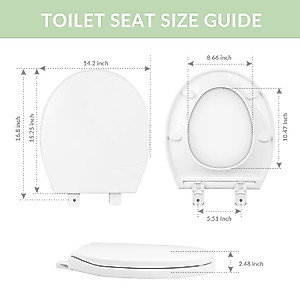 Toilet seat Round, Slow Close, Never Loosen and Easily Remove, Plastic, White