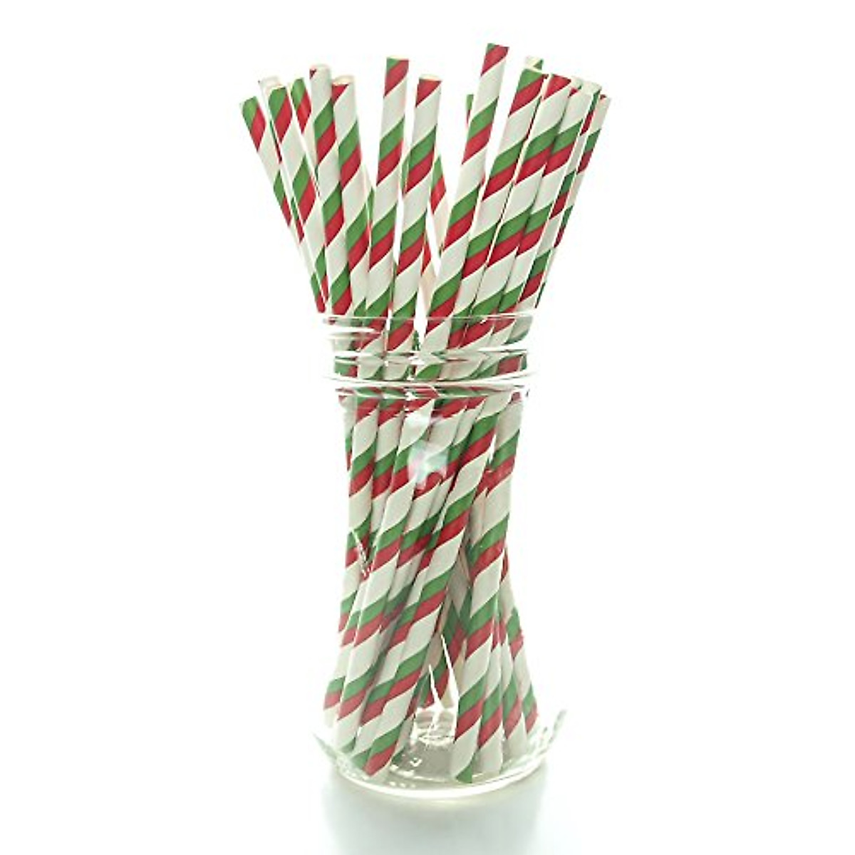 Christmas Straws (25 Pack) - Candy Cane Red and Green Stripes & North Pole Party Straws, Christmas Party Supplies, Holiday Decor Drinking Straws