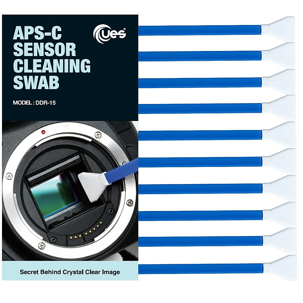 UES DDR15 APS-C Sensor Cleaning Swabs for Reflex and Mirrorless Digital Camera Compatible with Sony, Nikon, Canon CCD CMOS Sensors Clean (10 x Swabs)