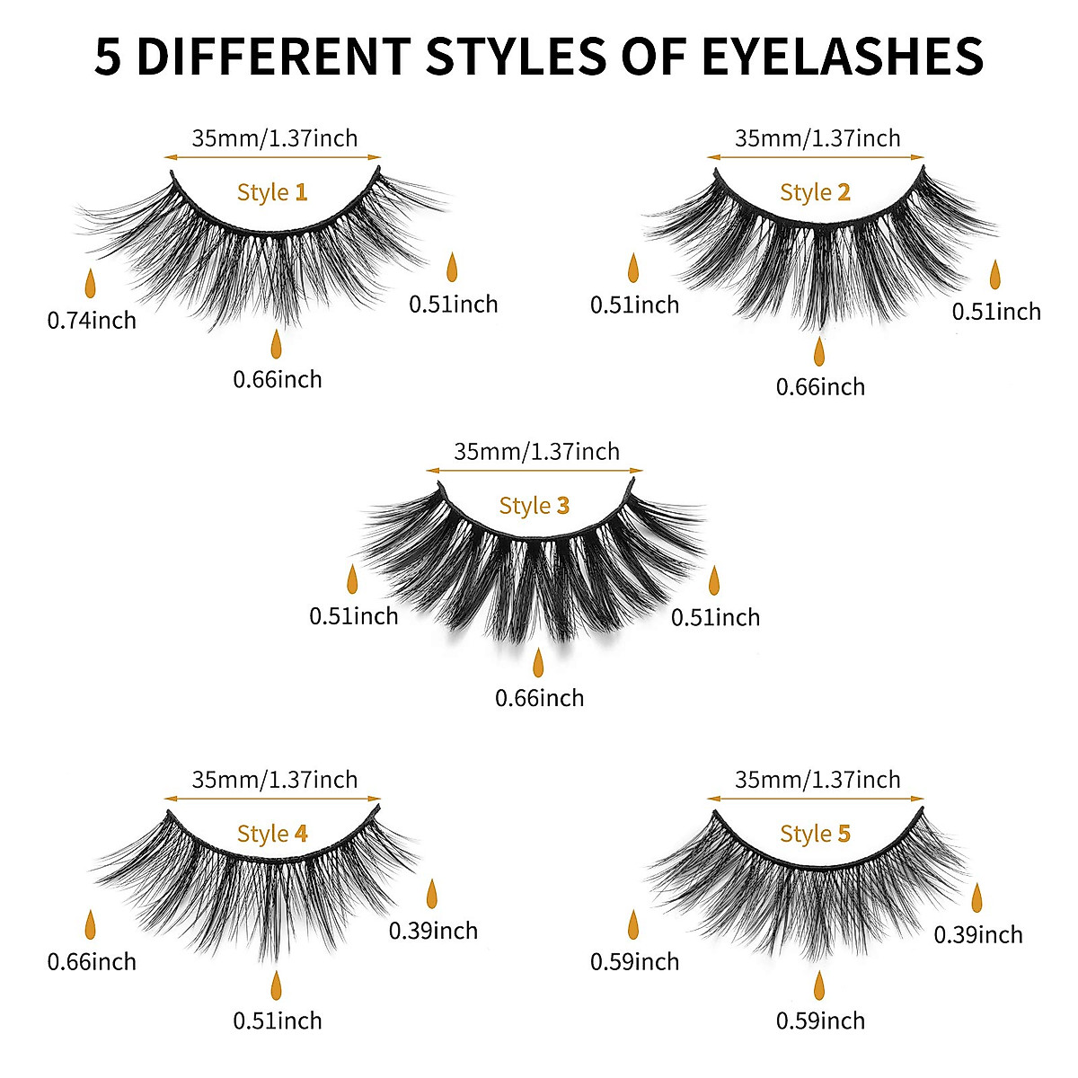 DYSILK Mink Lashes Natural Look - False Eyelashes 5 Pairs 6D Lashes 5 Styles Mixed Lash Pack - Wispy Lashes Fake Eyelashes Soft Reusable Cat Eye Lash | 15mm-18mm