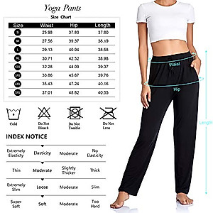 ASIMOON Women's Loose Pants Pockets Lightweight Soft Yoga Sweatpants Pull on Stretch Jogger Pant Casual Lounge Jogging Pants Black-a