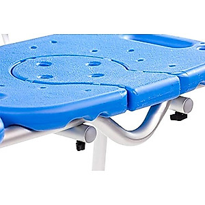 Bath Transfer Bench with Cutout Shower Seat, Deluxe All-Access Chair for Tub and Shower Transfers, Raised Toilet Seat for Seniors and Elderly Bathroom, Adjustable Height, Includes Insert, Blue