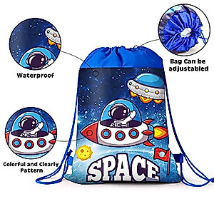 Beyton 24 PCS Outer Space Party Supplies Goodies Drawstring Bags,Space Galaxy Birthday Party favors bags For Boys Space theme birthday Party Decoration