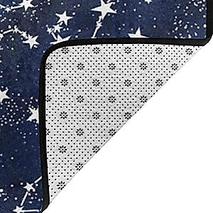Galaxy Starry Night Stars Glow in The Dark Midnight Area Rug, Bedroom Living Room Kitchen Rug, Doormat Floor Mat Standing Mat, Children Play Rug Carpet Bathroom Rug Mat, Throw Rugs Carpet Yoga Mat
