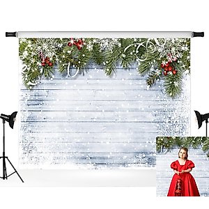 Kate 7x5ft Christmas Photography Backdrops for Photographers Wood Wall Backdrop White Snow Photo Background