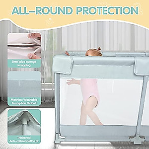 UTHIN Baby Playpen,Large Baby Playard for Toddler with Gate,Indoor & Outdoor Playard for Kids Activity Center with Anti-Slip Base,Sturdy Safety Playard with Soft Breathable Mesh(50"x50"Gray) …