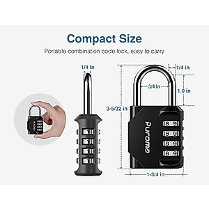 Gym Padlock, 4 Digit Outdoor Waterproof Resettable Combination Padlock for School Gym Locker(1 Pack Black)