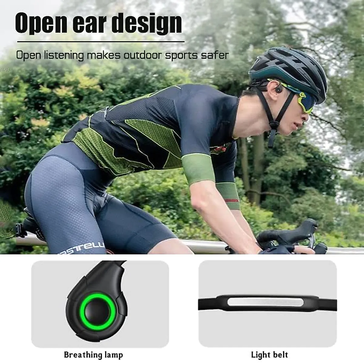 ESSONIO Bone Conduction Headphones Open Ear hradphones Bluetooth IPX7 Waterproof Headphones for Sport Open Ear with 32G Memory Running Headphones Black