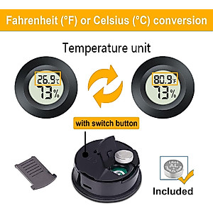JEDEW 2-Pack Mini Hygrometer Thermometer Digital LCD Monitor Indoor/Outdoor Humidity Meter Gauge Temperature for Humidifiers Dehumidifiers Greenhouse Reptile Humidor Fahrenheit(℉)/ Celsius(℃)