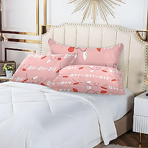 Cute Christmas Ho Pink Pillowcase for Hair and Skin Body Pillow Cover Body Pillow Cases Queen Size 20"X 30" Throw Pillow with Zipper for Women Men