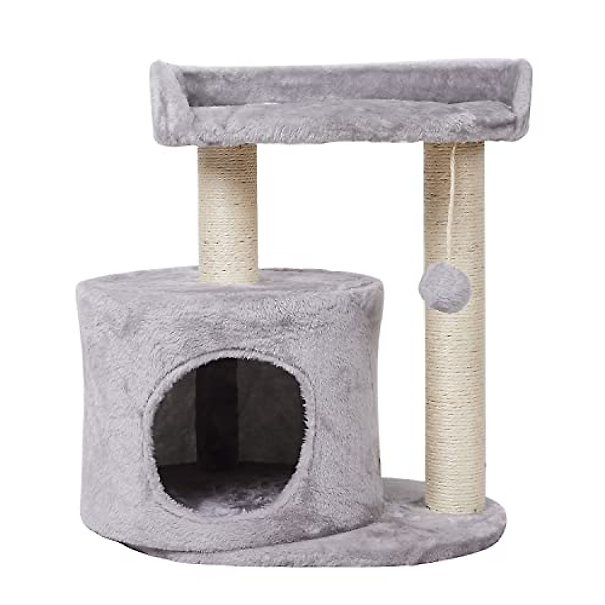 MIAO PAW G5 Small Cat Tree Tower Condo Furniture Activity Center Play House Sisal Scratching Posts Large Platforms and a condo Grey
