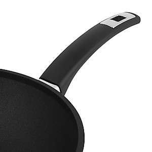 AROMA The Ultimate Wok (Made in Germany) Hand Cast Aluminum Wok with Glass Lid, Nonstick Cookware Pan with Diamond Reinforced Coating, 5-Quart, Black