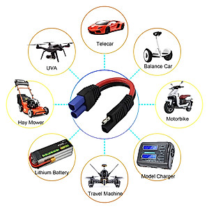 GINTOOYUN EC5 to SAE Cable,EC5 F/M Plug to SAE Connector Power Automotive Cable Wire 10AWG for Car Motor Solar Panel Batteries (EC5 Female+EC5 Male)