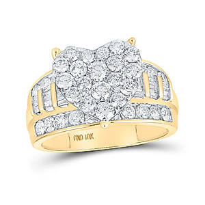 10kt Yellow Gold Round Diamond Heart Bridal Wedding Engagement Ring 2 Cttw