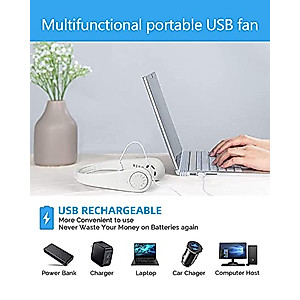 Neck Fan, Portable Bladeless Personal Fans Rechargeable , Small Hands Free Hanging Cooling USB Fan, 3 speeds wind, Free Adjustment Width, Wearable for Weeding Camping Sports Travel Outdoor. (white)