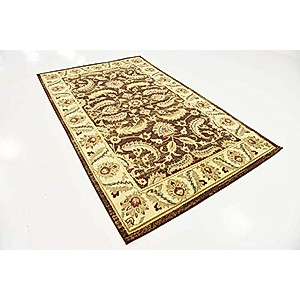 Unique Loom Voyage Collection Traditional Oriental Classic Intricate Floral Design Area Rug, 5 ft x 8 ft, Brown/Gold
