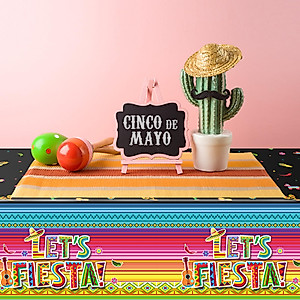 3 Pieces Fiesta Theme Party Tablecloth, Cinco De Mayo Party Table Covers Mexican Serape Table Runner Cloth Fiesta Birthday Party Supplies for Mexican Fiesta Party Wedding Decoration, 108 x 54 Inch