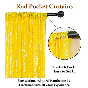 Sparkle Backdrop Curtain Yellow 2 Panels Set Sequin Photo Backdrop 2FTx8FT Sequin Backdrop Curtain Pack of 2-1220S