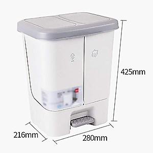 LZQBD Waste Bins,Dual Trash Garbage Can, 22L Rubbish Bin, Plastic Step Bin, Dual Compartments, Plastic Inner Buckets and Hinged Lids, Handles, Soft Closure, Airtight
