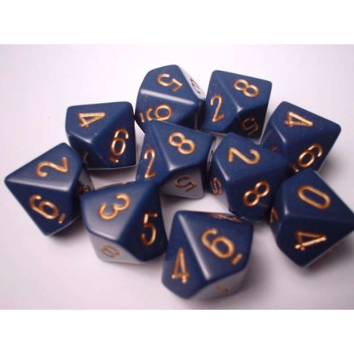 Chessex Dice Sets: Opaque Dusty Blue with Copper - Ten Sided Die d10 Set (10)