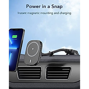 Magnetic Wireless Car Charger, TERYTH Fast Charging 360° Adjustable Auto Alignment Windshield Dashboard Phone Car Charging Mount Compatible with iPhone 14/14 Plus/14 Pro/14 Pro Max and 13/12 Series